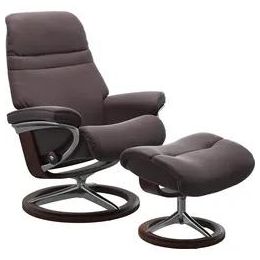 Relaxsessel stressless "Sunrise" Sessel Gr. Material Bezug, Ausführung Funktion, Gr. B/H/T, rot (bordeaux) mit Signature Base, Größe S, Gestell Braun