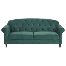 2-Sitzer "Carla", grün, B:212cm H:87cm T:89cm, Samtvelours (100% Polyester), ATLANTIC HOME COLLECTION, Sofas, in Samtverloursbezug, mit Stauraum unter der Sitzfläche