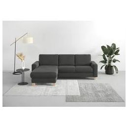 Ecksofa Home Affaire "Summer L-Form" Sofas Gr. B/H/T: 249 cm x 91 cm x 164 cm, Feincord, Recamiere links, ohne Bettfunktion-ohne Bettkasten-mit Federkern, grau (anthrazit) mit Recamiere, oder ohne Bettfunktion und Bettkasten, Cord-Bezug