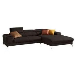 Ecksofa W.Schillig "piedroo" Sofas Gr. B/H/T: 303 cm x 70 cm x 193 cm, Longlife Xtra-Leder Z59, Longchair rechts, mit Kopfteilverstellung-ohne Sitztiefenverstellung, braun (braun z59) Ecksofa Kopfteilverstellung, wahlweise mit Sitztiefenverstellung, Breite 303cm