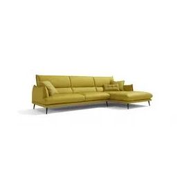 Ecksofa Egoitaliano "FUNNY, hochwertiges und aktuelles Design, bequeme Rückenlehne" Sofas Gr. B/H/T: 265cm x 90cm x 225cm, Leder, Recamiere rechts, gelb hochwertiger Sitzkomfort, L-Form