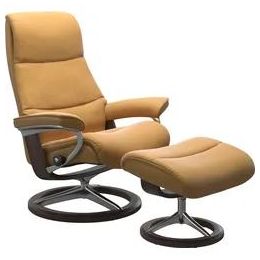 Relaxsessel stressless "View" Sessel Gr. Material Bezug, Cross Base Wenge, Ausführung / Funktion, Maße B/H/T, gelb (honey) mit Signature Base, Größe M,Gestell Wenge