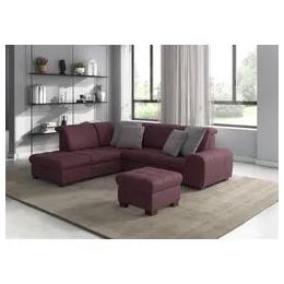 Sit & More Ecksofa SIT&MORE "Luxor L-Form" Sofas Gr. B/H/T: 259 cm x 82 cm x 224 cm, Luxus-Microfaser ALTARA NUBUCK, Ottomane links, ohne Bettfunktion-ohne Bettkasten-ohne Kopfteilverstellung, lila (aubergine) wahlweise mit Bettfunktion, Stauraum und Kopfteilverstellung