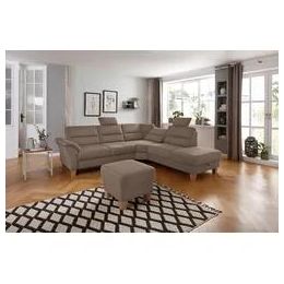 Ecksofa Home Affaire "Soleo L-Form" Sofas Gr. B/H/T: 262cm x 89cm x 235cm, Luxus-Microfaser ALTARA NUBUCK, Ottomane rechts, mit Relaxfunktion-mit Bettfunktion-mit Stauraum, braun (schoko) komfortabel durch Trapezecke mit Relaxfunktion, auch Bettfunktion