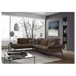 Ecksofa W.Schillig "sherry, Designsofa mit tollem Sitzkomfort, elegant und zeitlos, L-Form", braun (chocolate w82), B:302cm H:81cm T:230cm, Longlife Xtra-Leder Z69: Das feinnarbige, gedeckte Softleder Z69 besticht durch seine außergewöhnliche Weichheit im trendigen u00bbVintage-Looku00ab, Hautstärke 0, 9 - 1, 1 mm, Schlingenpolgewebe W82 (74% Polyacryl, 26% Polyester), Chenillegewebe V34 (52% Poly