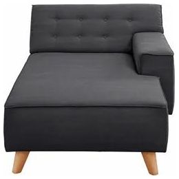 Recamiere Tom Tailor HOME "NORDIC CHIC" Sofas Gr. B/H/T: 104cm x 77cm x 151cm, Samtstoff STC, Armlehne rechts, schwarz (tarmac stc 19) im Retrolook, Füße Buche natur, Recyclingstoff