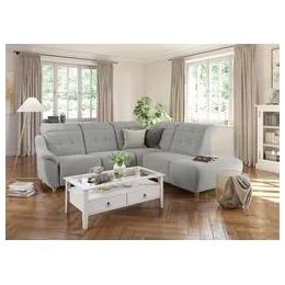 Ecksofa Home Affaire "Boston L-Form", grau (hellgrau), B:272cm, Struktur (100% Polyester), Luxus-Microfaser Florence (100% Polyester), Chenille (100% Polyester), NaturLEDER (reines Rindsleder), Sofas, Kopfteilverstellung an jeder Sitzfläche, wahlweise Relaxfunktion