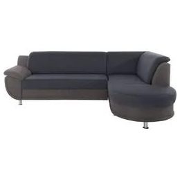 Ecksofa Trendmanufaktur "Rondo 3, L-Form" Sofas Gr. B/H/T: 265cm x 85cm x 190cm, Luxus-Microfaser ALCAZAR-Struktur fein, Ottomane rechts, ohne Federkern, ohne Bettfunktion, grau (grau, dunkelgrau) mit Ottomane und Federkern, wahlweise Bettfunktion