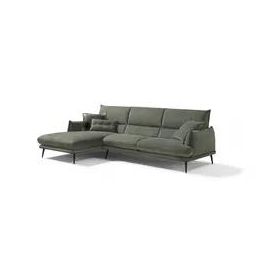 Ecksofa Egoitaliano "FUNNY, hochwertiges und aktuelles Design, bequeme Rückenlehne" Sofas Gr. B/H/T: 265cm x 90cm x 225cm, Microfaser, Recamiere links, grün hochwertiger Sitzkomfort, L-Form