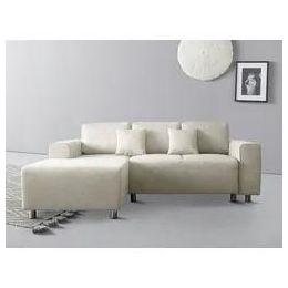 Guido Maria Kretschmer Home & Living Ecksofa GUIDO MARIA KRETSCHMER HOME & LIVING "Györ" Sofas Gr. B/H/T: 235cm x 88cm x 160cm, Struktur, Recamiere links, ohne Bettfunktion-ohne Bettkasten, beige (creme) L-Form, wahlweise mit Bettfunktion und Bettkasten incl. 2 Zierkissen