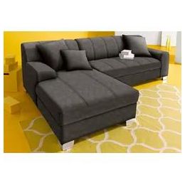 Ecksofa Inosign "Turah incl. Zierkissen, moderne Steppung, auch in Leder" Sofas Gr. B/H/T: 239 cm x 75 cm x 82 cm, Microfaser PRIMABELLE, Recamiere links, mit Bettfunktion, grau (anthrazit) wahlweise mit Bettfunktion, Schlafsofa, BTH: 23915275 cm, L-Form