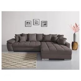 Ecksofa Inosign "Gwenni L-Form" Sofas Gr. B/H/T: 323cm x 94cm x 222cm, Struktur weich, grau (rock) auch in Haustierstoff Aqua Clean Supreme erhältlich, incl. 4 Kissen