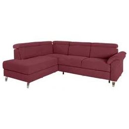 Sit & More Ecksofa SIT & MORE "Arngast L-Form" Sofas Gr. B/H/T: 245cm x 84cm x 194cm, Struktur weich, Ottomane links, mit Bettfunktion-mit Bettkasten, lila (chianti) inklusive Kopfteilverstellung und Federkern