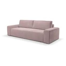 Schlafsofa WERK2 "Hugo" Sofas Gr. B/H/T: 257cm x 85cm x 102cm, Cord, Schlaffunktion und Bettkasten, rosa (rose) Design 2-Sitzer Sofa in Cord mit Schlaffunktion & Bettkasten