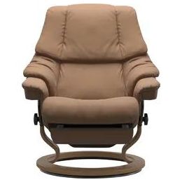 Relaxsessel stressless "Reno" Sessel Gr. Leder BATICK, PowerTM Leg & Back-Classic Base Eiche-M, B/H/T: 79cm x 98cm x 78cm, braun (latte batick) elektrisch verstellbar, optional 2-motorisch, Größe M & L