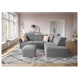 Sit & More Ecksofa SIT & MORE "Vincenzo L-Form", grau (hellgrau), B:245cm H:84cm T:193cm, Sofas, inklusive Kopfteilverstellung, wahlweise mit Bettfunktion, Bettkasten