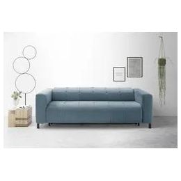 Schlafsofa Places of Style "Termini ; als Dauerschläfer geeignet durch hochwertigen Faltbeschlag" Sofas Gr. B/H/T: 190 cm x 69 cm x 104 cm, Samtvelours, Breite 190cm, Standard PUR Schaum RG-35, blau (blaugrau) drei Breiten und 3 Matratzenausführungen, belastbar 200 bis 270 kg