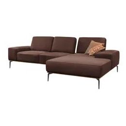 Ecksofa W.Schillig "run" Sofas Gr. B/H/T: 279 cm x 88 cm x 178 cm, Longlife Xtra-Leder Z73, Recamiere rechts, mit Sitztiefenverstellung, braun (macchiato z73) mit Holzsockel, Füße in Schwarz pulverbeschichtet, Breite 279 cm