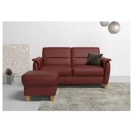 2,5-Sitzer Home Affaire "Palmera" Sofas Gr. B/H/T: 179 cm x 89 cm x 89 cm, NaturLEDER, Rücken Spannstoff, rot (merlot) Federkern-Polsterung, 4 Bezugsqualitäten