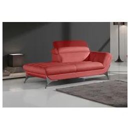 Recamiere Egoitaliano "Sueli, extravagantes Design und erstklassiger Sitzkomfort" Sofas Gr. B/H/T: 180cm x 100cm x 110cm, Leder NUVOLE, Recamiere links, rot Solitärmöbel, hochwertiger Lederbezug, inklusive Kopfteilverstellung