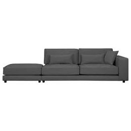 Ottomane OTTO products "Grenette" Sofas Gr. B/H/T: 291cm x 77cm x 102cm, Samtoptik recycelt, Armlehne rechts, grau (anthrazit) Modulsofa, im Baumwoll-Leinenmix oder aus recycelten Stoffen