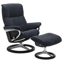 Relaxsessel stressless "Mayfair" Sessel Gr. Leder PALOMA, Signature Base Schwarz, Relaxfunktion-Drehfunktion-PlusTMSystem-Gleitsystem-BalanceAdaptTM, B/H/T: 79cm x 102cm x 73cm, blau (shadow paloma) mit Hocker, Signature Base, Größe S, M & L, Gestell Schwarz