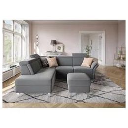 Sit & More Ecksofa SIT & MORE "Vincenzo L-Form", grau (hellgrau), B:245cm H:84cm T:193cm, Sofas, inklusive Kopfteilverstellung, wahlweise mit Bettfunktion, Bettkasten