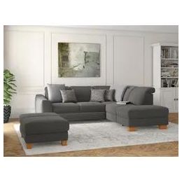 Sit & More Ecksofa SIT & MORE "Dundee L-Form" Sofas Gr. B/H/T: 263cm x 86cm x 219cm, Luxus-Microfaser Paris, Ottomane rechts, ohne Kopfteilverstellung-ohne Bettfunktion-ohne Stauraum, grau mit Federkern und Massivholzfüßen, wahlweise Kopfteilverstellung