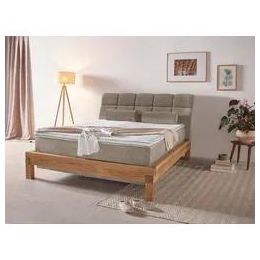 Boxspringbett Home Affaire "Villads" Komplettbetten Gr. Flachgewebe Polyester Topper Premium, Liegefläche B/L: 160 cm x 200 cm Betthöhe: 55 cm, Gewicht bis: 120 kg + 120 kg H4 + H4, 7-Zonen-Taschen-Federkernmatratze, beige (sahara) Boxspringbett Liegefläche: 160200 cm aus Balkeneiche, Inside-Boxspring-Unterbau