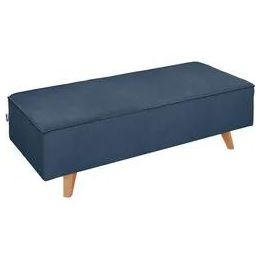 Hocker Tom Tailor HOME "NORDIC CHIC" Gr. B/H/T: 137cm x 42cm x 61cm, Samtstoff STC, blau (ink stc 6) Polsterhocker mit Kedernaht, Breite 137 cm, Füße Buche natur