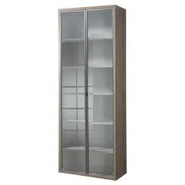 Aktenschrank COMPOSAD "DISEGNO, Bücherregal mit 2 Glastüren" Schränke Gr. B/H/T: 82cm x 217cm x 36cm, 2 St., braun (trüffel eichefarben/glas) verstellbare Böden, Höhe 217 cm, 100% recyceltes Holz, Made in Italy