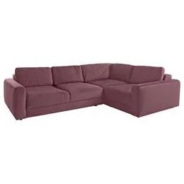 Ecksofa Places of Style "Bloomfield, L-Form" Sofas Gr. B/H/T: 304cm x 84cm x 224cm, Velours, langer Schenkel links, XXL ohne Sitztiefenverstellung, rosa (altrosa) extra tiefe Sitzfläche, wahlweise mit Sitztiefenverstellung