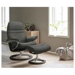 Relaxsessel stressless "Sunrise" Sessel Gr. ROHLEDER Stoff Q2 FARON, Relaxfunktion-Drehfunktion-PlusTMSystem-Gleitsystem-BalanceAdaptTM, B/H/T: 92cm x 105cm x 80cm, grau (dunkelgrau q2 faron) mit Signature Base, Größe L, Gestell Wenge