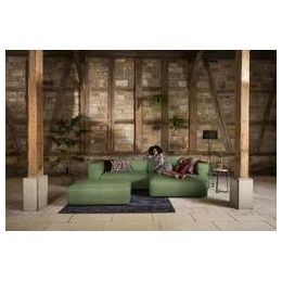 Ecksofa W.Schillig "around-the-block" Sofas Gr. B/H/T: 300cm x 66cm x 164cm, Longlife Xtra-Leder Z69, Longchair rechts, grün (green z69) inklusive Hocker, mit eleganter Biese, Federkern