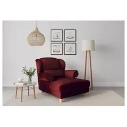 Loveseat Home Affaire "Loveseat Queenie" Sessel Gr. Samtvelours VELVET, B/H/T: 125 cm x 111 cm x 146 cm, rot (bordeaux) mit softem, weichem Sitzkomfort, zeitloses Design, inkl. Zierkissen