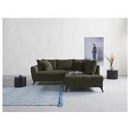 Ecksofa Inosign "Lörby L-Form" Sofas Gr. B/H/T: 224 cm x 90 cm x 191 cm, Struktur weich, Ottomane rechts, Struktur weich, grün auch mit Aqua clean-Bezug, feine Steppung im Sitzbereich, lose Kissen