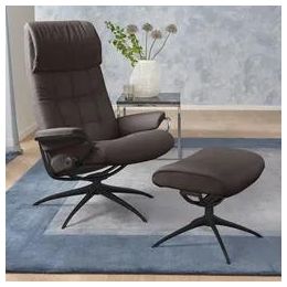 Relaxsessel stressless "London" Sessel Gr. Leder PALOMA, Star Base-Standard Base, B/H/T: 80cm x 116cm x 71cm, braun (chocolate paloma) mit Hocker, High Back, Star Base, Gestell Schwarz