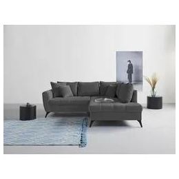 Ecksofa Inosign "Lörby L-Form" Sofas Gr. B/H/T: 224 cm x 90 cm x 191 cm, Struktur weich, Ottomane rechts, Struktur weich, grau (rock) auch mit Aqua clean-Bezug, feine Steppung im Sitzbereich, lose Kissen