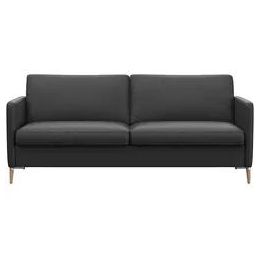 2,5-Sitzer FLEXLUX "Fiore, super bequem durch Kaltschaum im Sitz" Sofas Gr. B/H/T: 181cm x 85cm x 92cm, Echtleder, schwarz (deep schwarz) schmale Armlehnen, Füße Alu+ Eiche