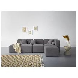 Ecksofa Andas "Sundstrup L-Form" Sofas Gr. B/H/T: 303 cm x 76,5 cm x 93 cm, Struktur weich, Recamiere links, grau (anthrazit) Modulserie, individuelle Zusammenstellung