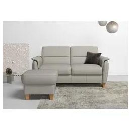 2,5-Sitzer Home Affaire "Palmera" Sofas Gr. B/H/T: 179 cm x 89 cm x 89 cm, NaturLEDER, Rücken Spannstoff, grau (lightgrey) Federkern-Polsterung, 4 Bezugsqualitäten