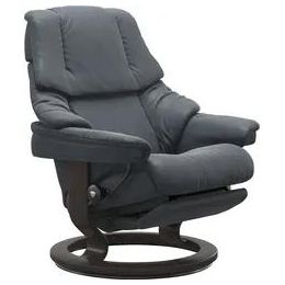 Relaxsessel stressless "Reno" Sessel Gr. Leder BATICK, PowerTM Leg & Back-Classic Base Wenge-M, B/H/T: 79cm x 98cm x 78cm, blau (atlantic blue batick) elektrisch verstellbar, optional 2-motorisch, Größe M & L