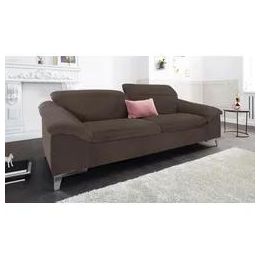 2,5-Sitzer COTTA "Teresa", braun (espresso), B:235cm H:84cm T:109cm, Chenille (90% Polyester; 10% Polyamid ), Struktur (100% Polyester ), Sofas, inklusive Kopfteilverstellung