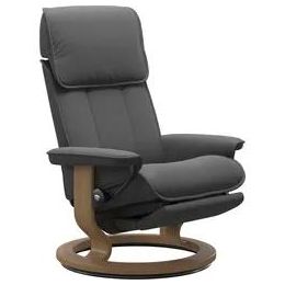 Relaxsessel stressless "Admiral" Sessel Gr. Leder BATICK, PowerTM Leg & Back-ohne Akku-Classic Base Eiche, B/H/T: 78 cm x 101 cm x 73 cm, grau (grey batick) verstellbar, optional 2-motorisch, Größe M & L, Gestell Eiche