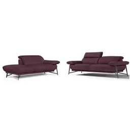 Polstergarnitur Egoitaliano "Anais, Design mit hohem Sitzkomfort für mehr Bequemlichkeit" Sitzmöbel-Sets Gr. Luxus-Microfaser, Ottomane Armlehne rechts, lila (plum) Set: bestehend aus Sofa und Ottomane, inkl. Kopfteilverstellung