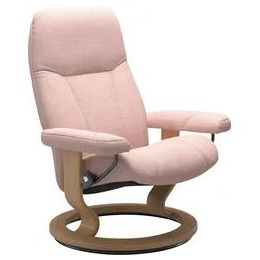 Relaxsessel stressless "Consul" Sessel Gr. ROHLEDER Stoff Q2 FARON, Classic Base Eiche, PlusTMSystem-Gleitsystem-Relaxfunktion-Drehfunktion-Kopfstützenverstellung-Rückteilverstellung, B/H/T: 85cm x 100cm x 77cm, pink (light q2 faron) mit Classic Base, Größe L, Gestell Eiche