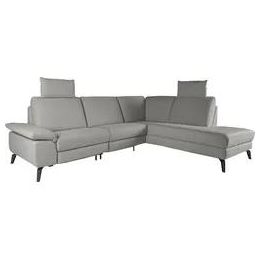 Ecksofa Alina Sofas Gr. B/H/T: 267 cm x 118 cm x 210 cm, Struktur GBA, Ottomane rechts, mit Armlehnenverstellung, grau (hellgrau gba 9) inkl. Kopfstützen, wahlweise mit Relaxfunktion, Breite: 267 cm