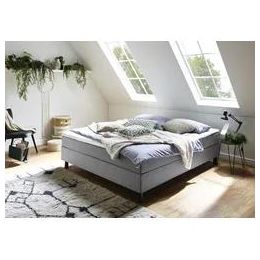 ATLANTIC HOME COLLECTION Boxbett "Happy", grau, B:160cm L:200cm, Bettgestell und seitliche Einfassung der Matratzen: Strukturstoff, 100% Polyester, Spiegelfläche der Matratze: 100% Polyester, Topper: 100% Polyurethan, Bezug (100% Polyester), Bezug Kopfkissen und Steppdecke: Microfaser (100% Polyester), waschbar bis 95u00b0C, Füllung Kopfkissen und Steppdecke: silikonisierte Hohlfaser (100% Polyester), anti-alergisch, ATLA