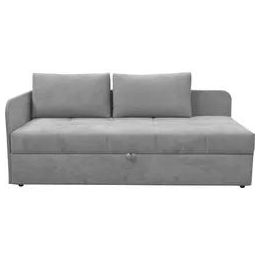 Schlafsofa Alina "Marla" Sofas Gr. B/H/T: 205cm x 73cm x 95cm, Struktur fein XBO, Armlehne links, grau (mittelgrau xbo 19) inkl. Stauraum & 2 Rückenkissen, Armlehne wahlweise links oder rechts