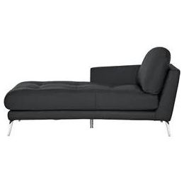 Chaiselongue W.Schillig "softy" Sofas Gr. B/H/T: 106cm x 79cm x 168cm, Longlife Xtra-Leder Z59, Armlehne links, schwarz (schwarz z59) mit dekorativer Heftung im Sitz, Füße Chrom glänzend